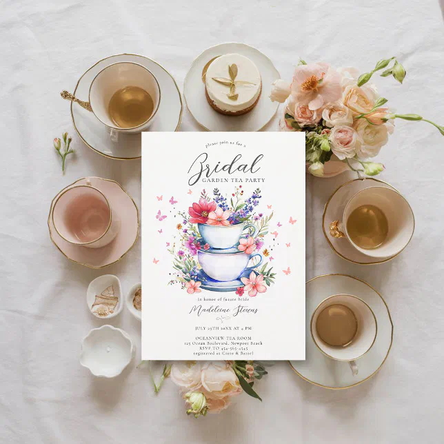 Butterflies Wildflowers Garden Tea Bridal Shower Invitation | Zazzle