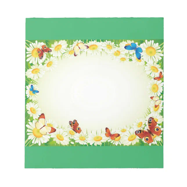Butterflies With Daisies Notepad | Zazzle