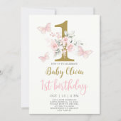 Butterfly 1st Birthday Invitation | Zazzle