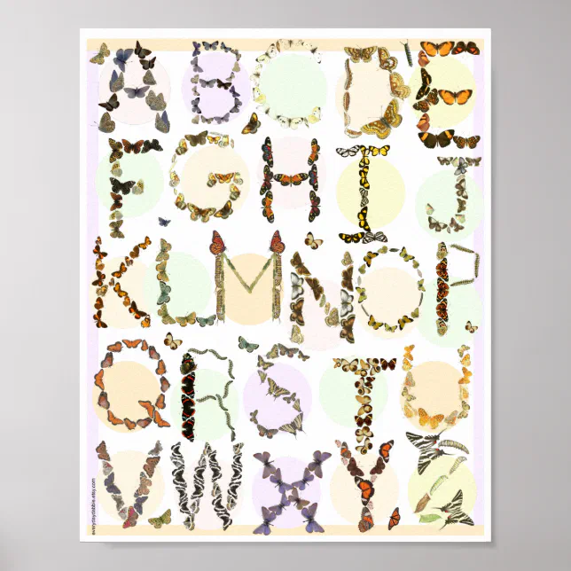 Butterfly Alphabet Poster - Kids ABC | Zazzle
