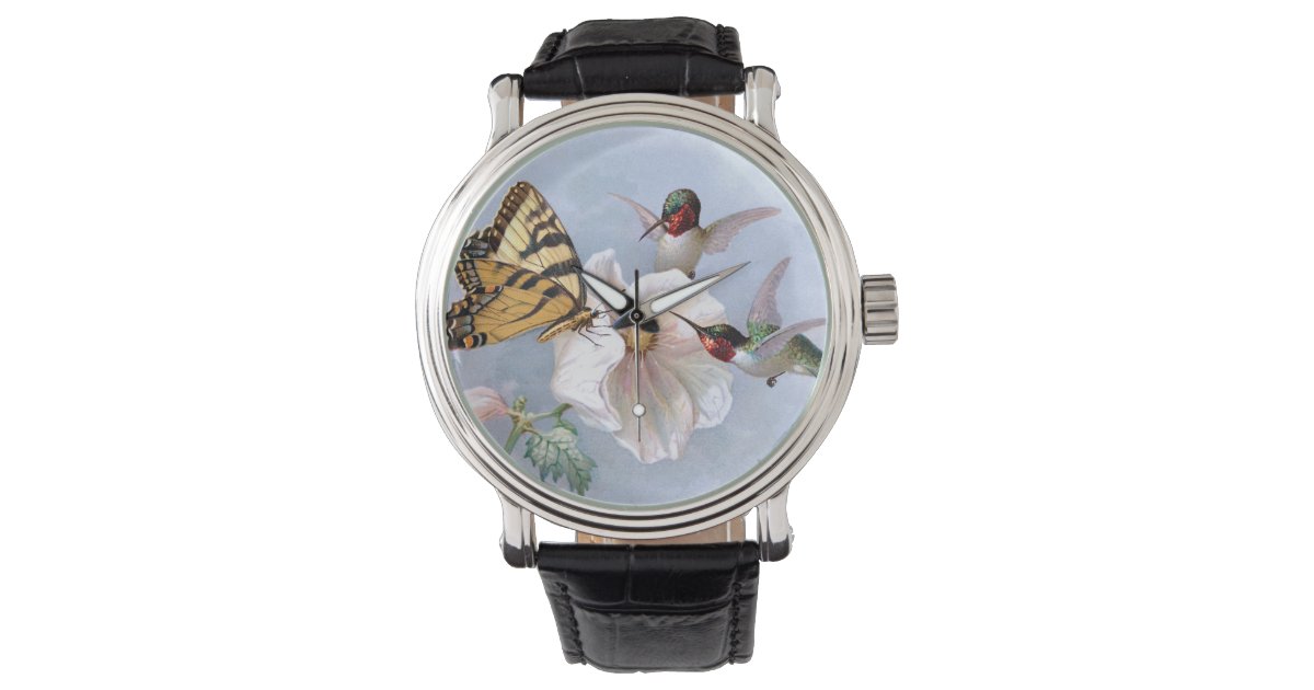 Butterfly and Hummingbirds Watch | Zazzle