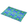 Butterfly and Medallion Batik Pattern in Blue Cloth Placemat | Zazzle
