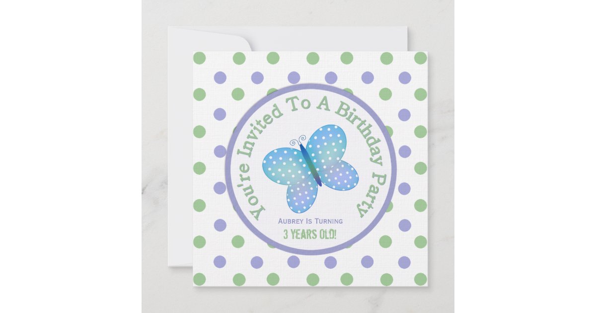 Butterfly And Polka Dot : Party Invitation | Zazzle