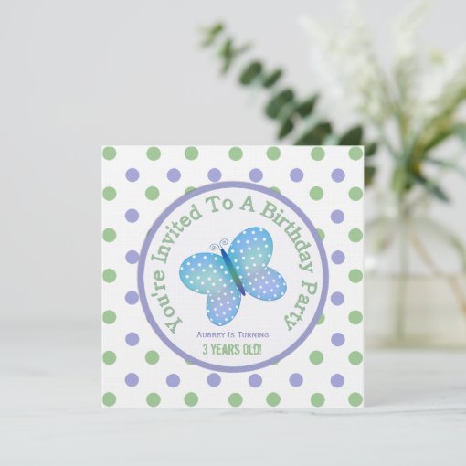 Butterfly And Polka Dot : Party Invitation | Zazzle