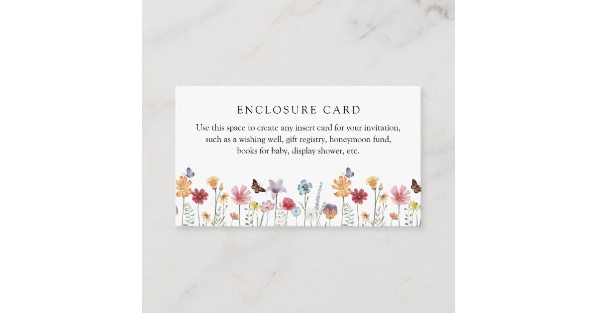 Butterfly and Wildflower Custom Enclosure Card | Zazzle