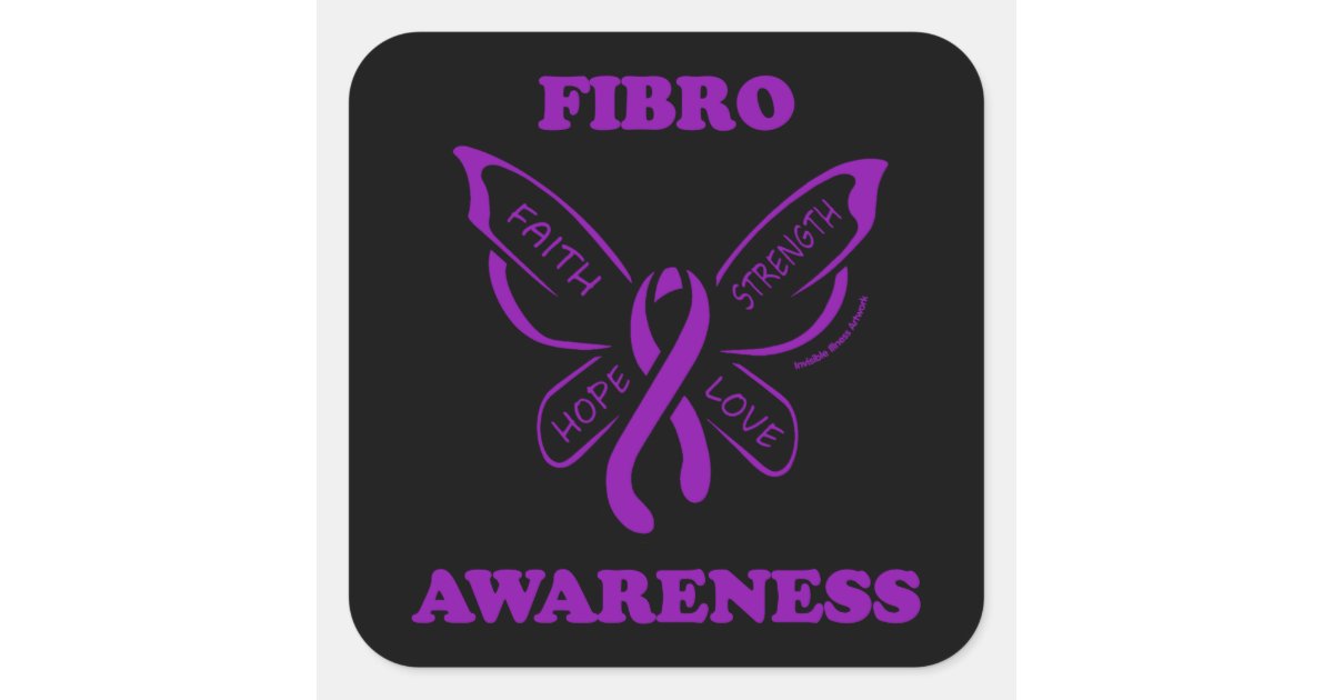 Butterfly/Awareness...Fibro Square Sticker | Zazzle