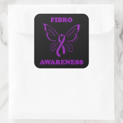 Butterfly/Awareness...Fibro Square Sticker | Zazzle