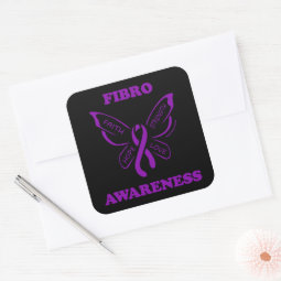 Butterfly/Awareness...Fibro Square Sticker | Zazzle