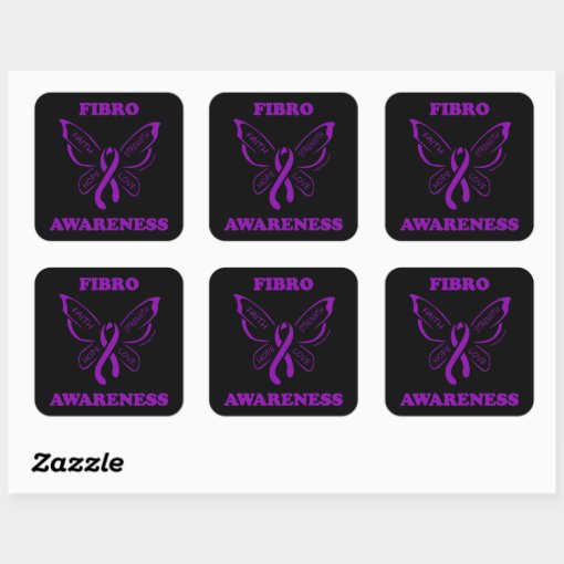 Butterfly/Awareness...Fibro Square Sticker | Zazzle