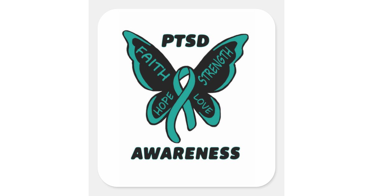 Butterfly/Awareness...PTSD Square Sticker | Zazzle