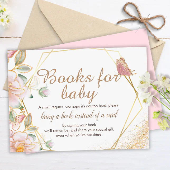 Butterfly Baby Shower | Books for Baby Request Enclosure Card | Zazzle