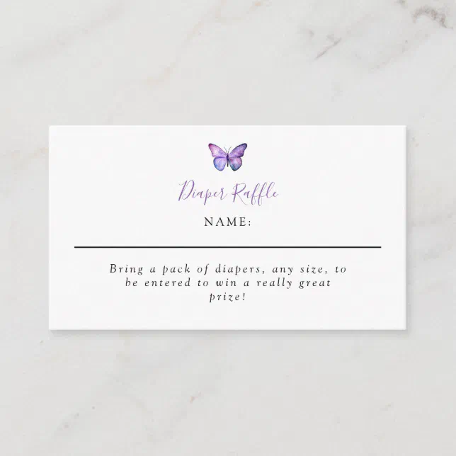 Butterfly Baby Shower Elegant Diaper Raffle Script Enclosure Card | Zazzle