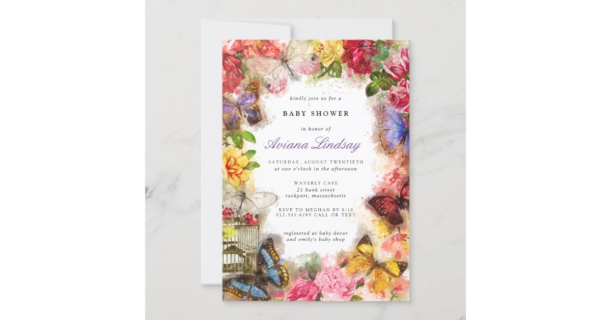 Butterfly Baby Shower Invitation | Zazzle