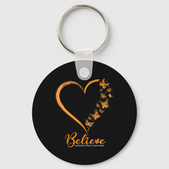Butterfly Believe Leukemia Awareness Orange Ribbon Keychain | Zazzle