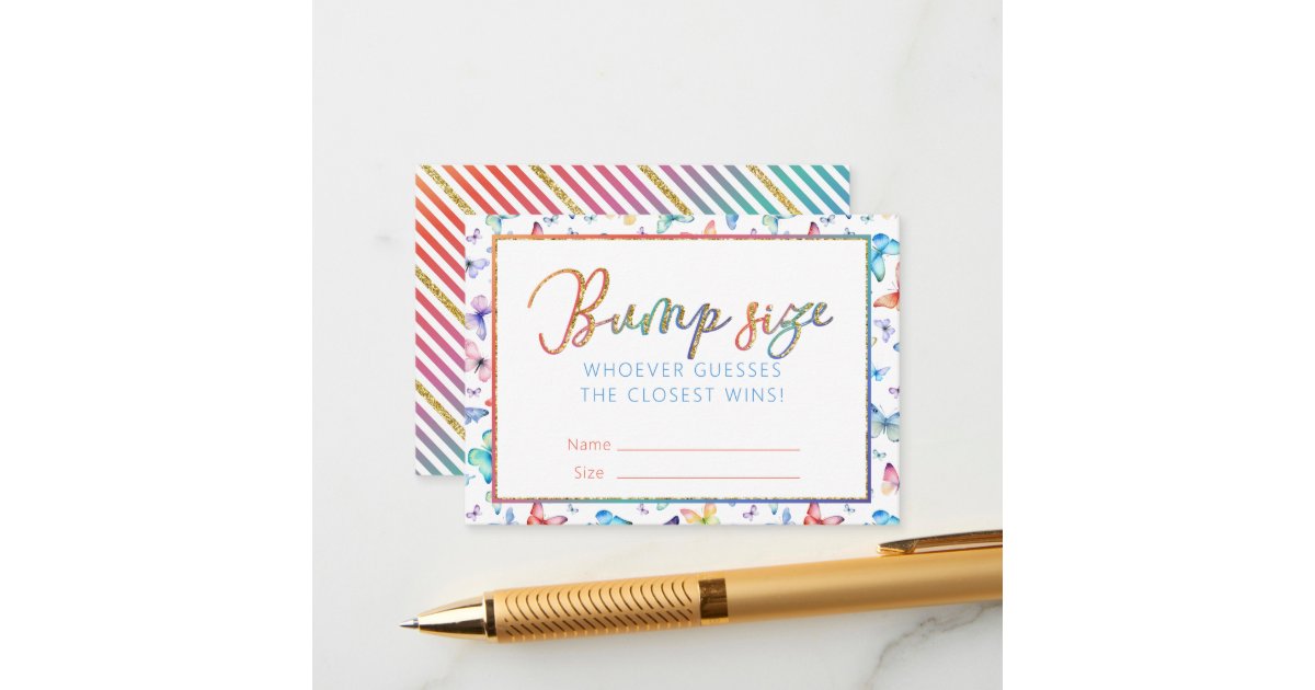 Butterfly Belly Bump Guess Game Cards | Zazzle