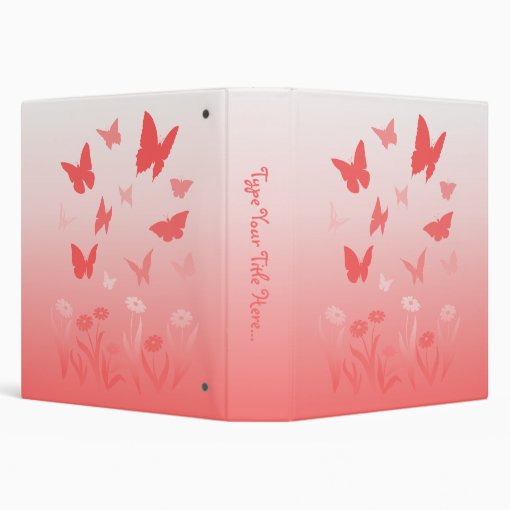 Butterfly Binder Personalize Pink Butterfly Binder | Zazzle