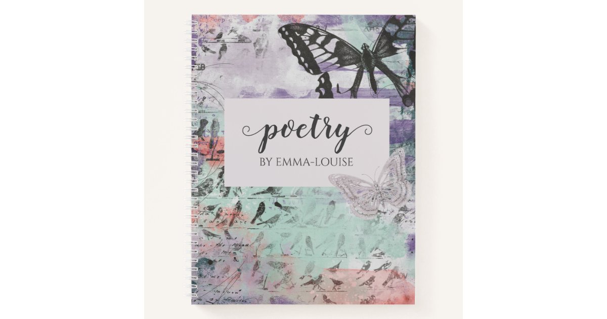 Butterfly Birds Abstract Personalized Poetry Notebook | Zazzle