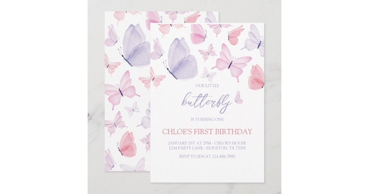 Butterfly Birthday Invitation | Zazzle