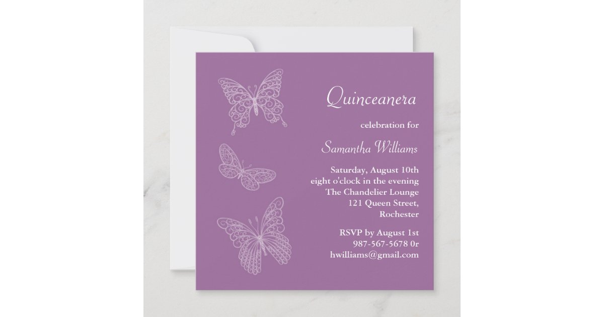 Butterfly Birthday Invitation (purple) | Zazzle