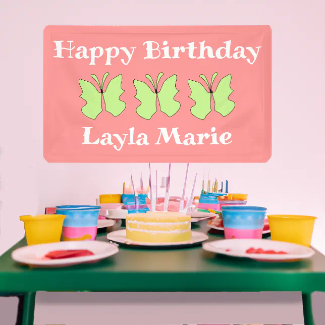 Butterfly Birthday Party Banner | Zazzle