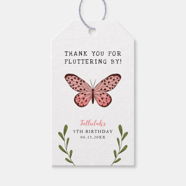 Butterfly Birthday Party Fluttering By Thank You Gift Tags | Zazzle