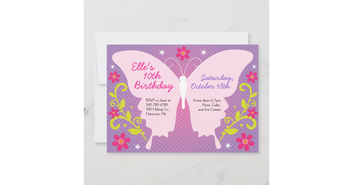 Butterfly Birthday Party Invitations | Zazzle