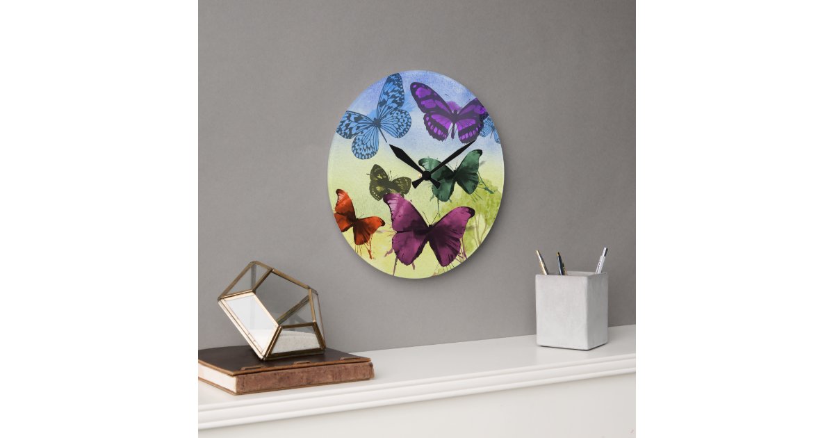 Butterfly Bliss Round Clock | Zazzle
