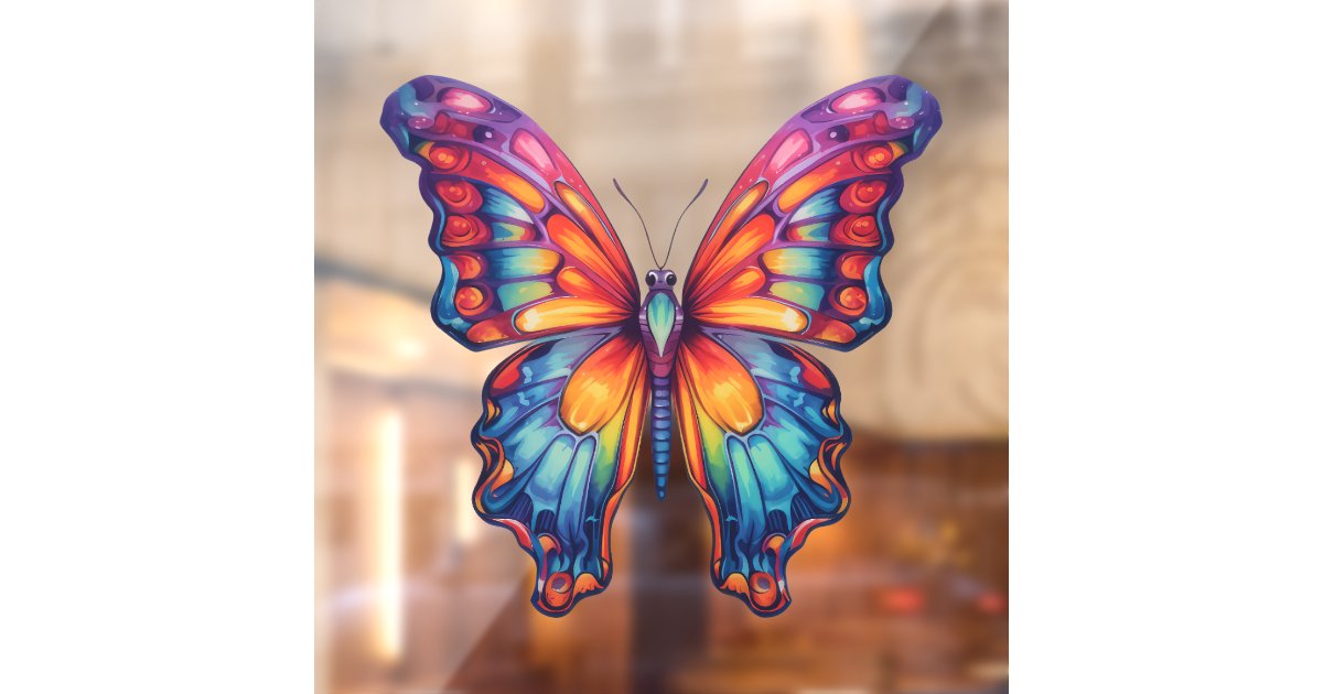 Butterfly Blue Orange Wings Window Cling | Zazzle