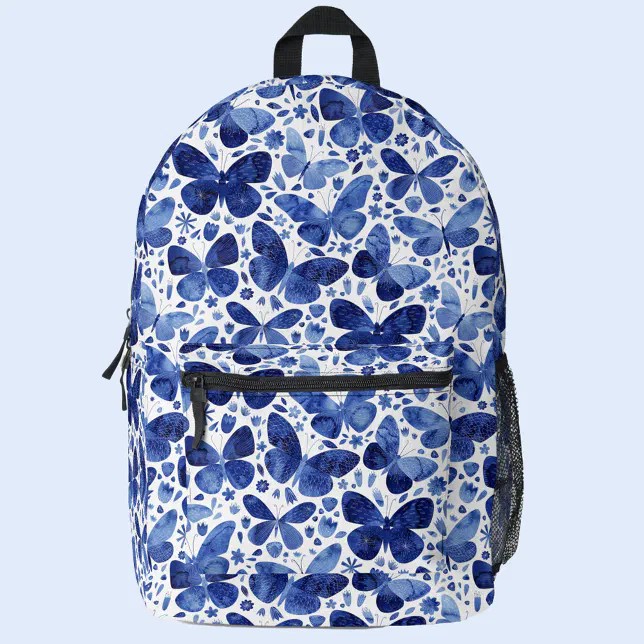 Butterfly Blue Watercolor Printed Backpack | Zazzle