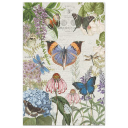 Butterfly Botanical Flower Garden Floral Decoupage Tissue Paper | Zazzle