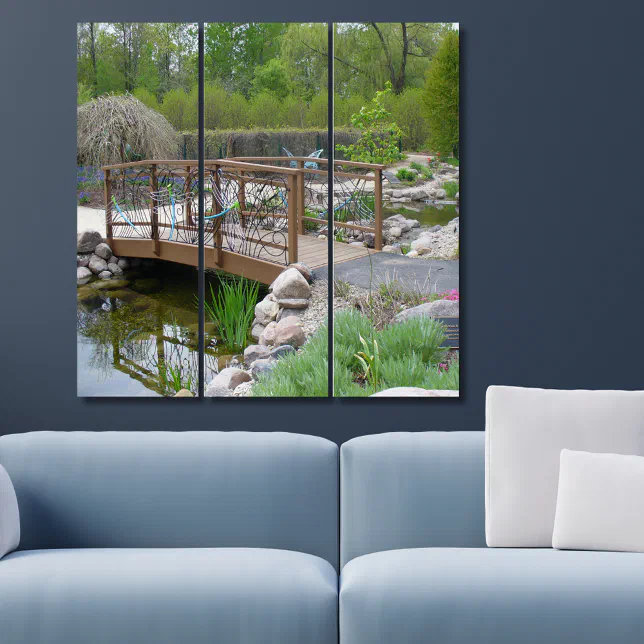 Butterfly Bridge in Botanical Garden Triptych Art | Zazzle