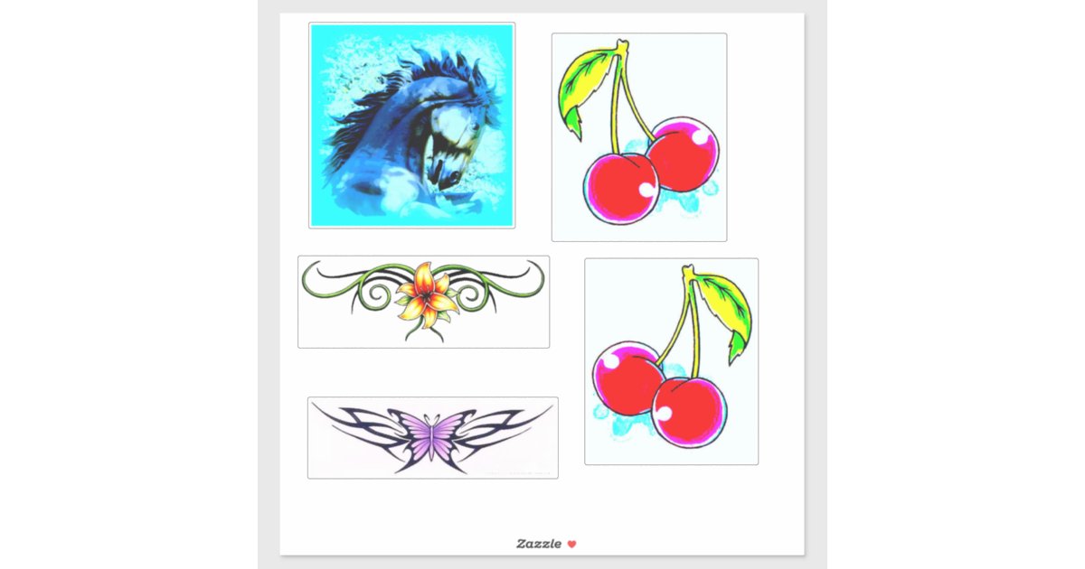 butterfly, cherries, tramp stamp sticker | Zazzle