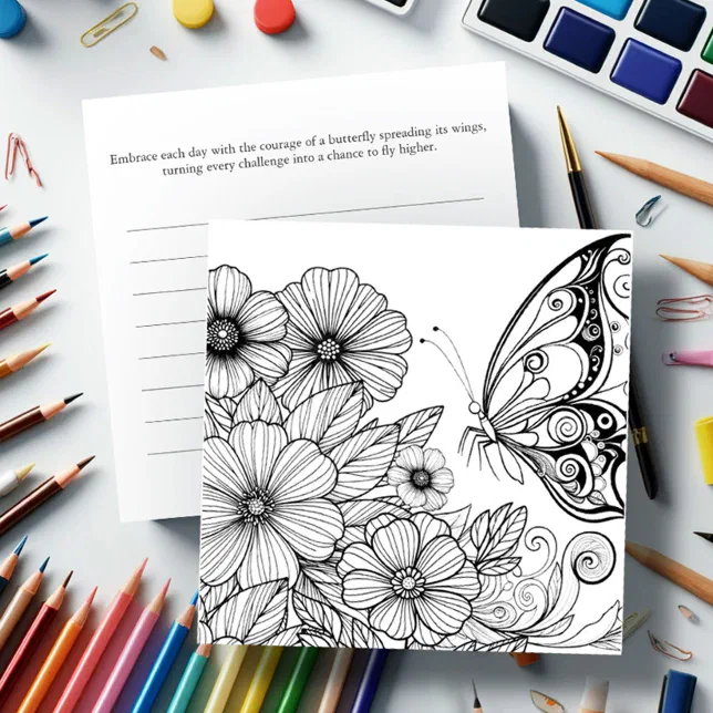 Butterfly Coloring Cards with Journal | Zazzle