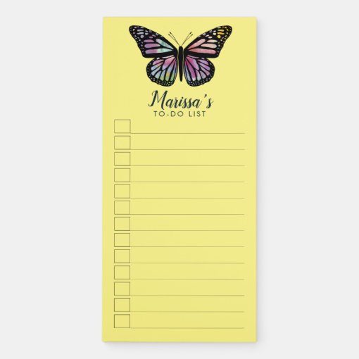 Butterfly Custom Grocery Shopping To-Do Checklist Magnetic Notepad | Zazzle