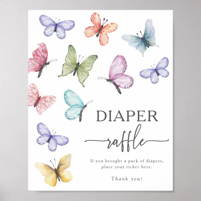 Butterfly Diaper Raffle Poster | Zazzle