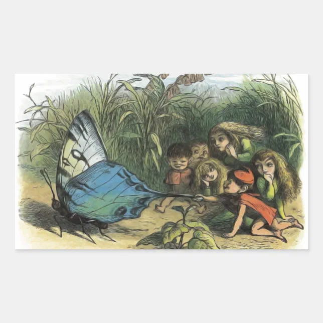 Butterfly Elf Artwork Cute Elves Butterflies Rectangular Sticker | Zazzle