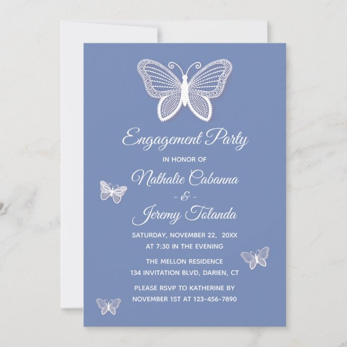 Butterfly Engagement Party Blue Butterflies Invitation | Zazzle.com
