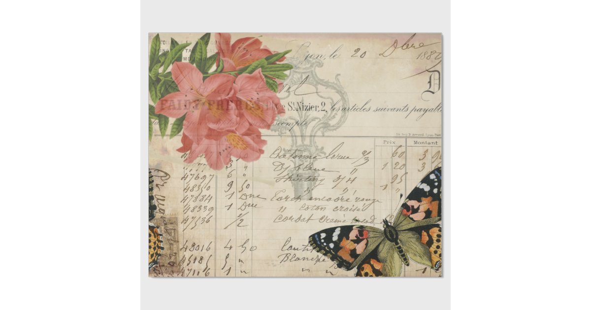Butterfly Ephemera Decoupage Paper | Zazzle