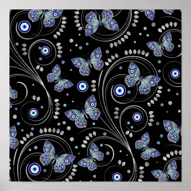 Butterfly Evil Eye Pattern Poster | Zazzle