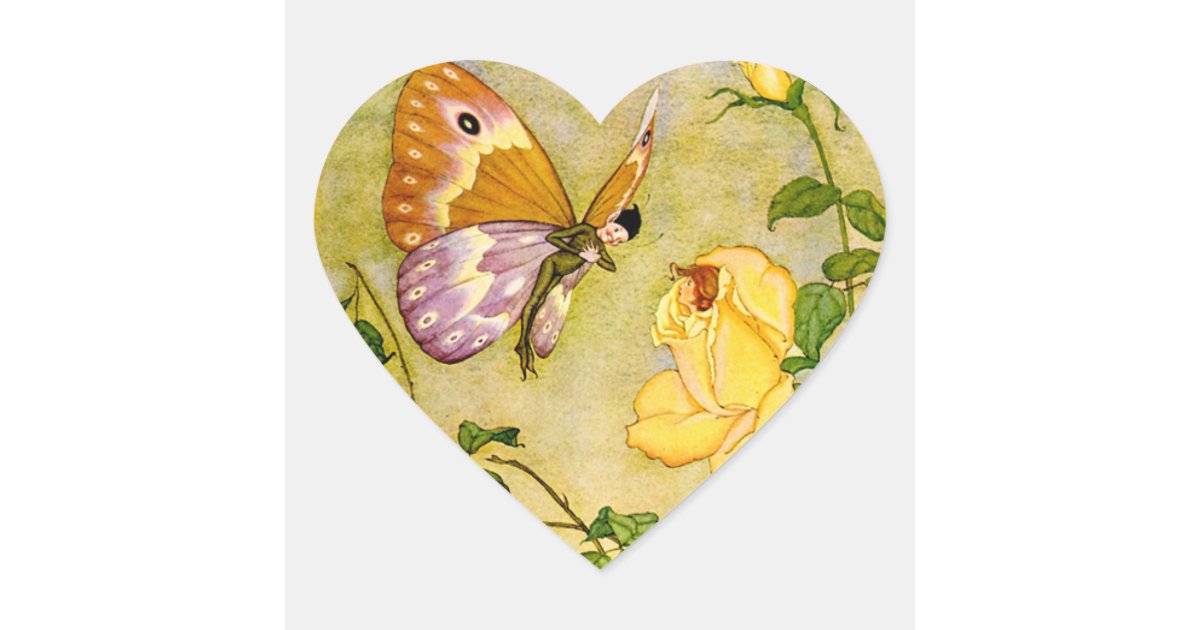 Butterfly Fairy Heart Sticker | Zazzle