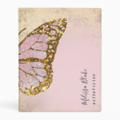 butterfly faux pink glitter mini binder | Zazzle