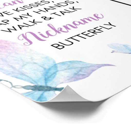 Butterfly First Birthday Photo Milestone Poster | Zazzle