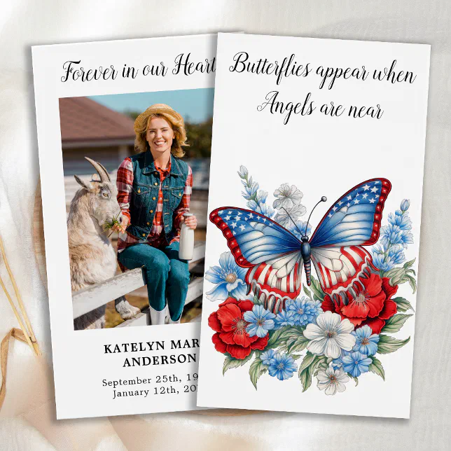 Butterfly Floral Memorial Funeral Prayer Card | Zazzle