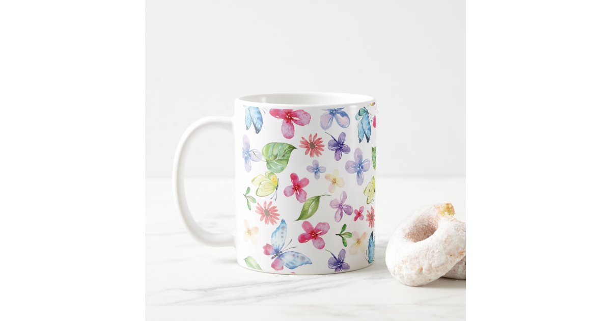Butterfly floral spring mug | Zazzle