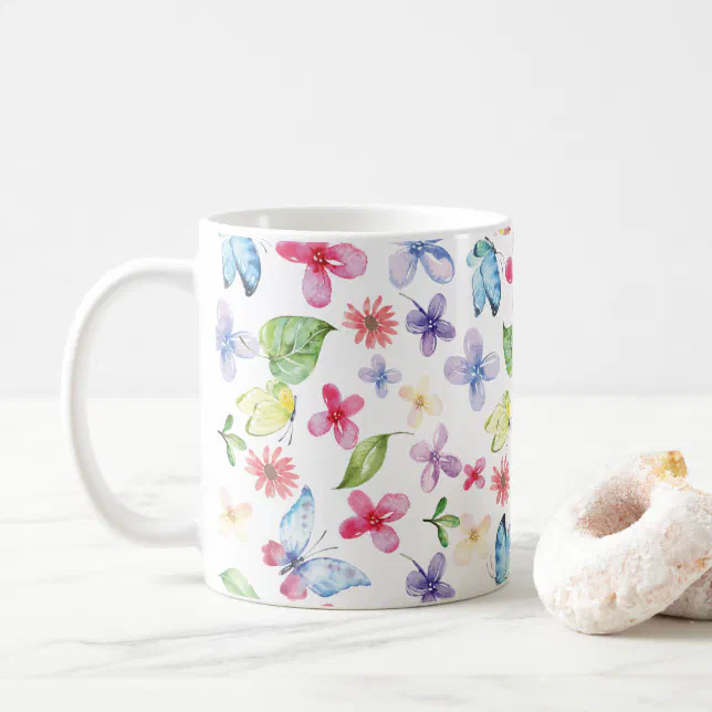 Butterfly floral spring mug | Zazzle