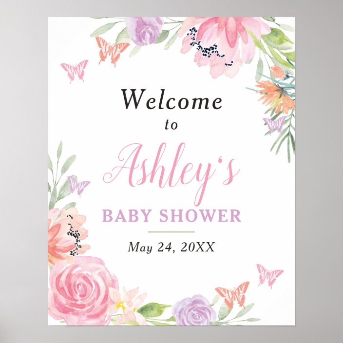 Butterfly Floral Welcome Sign | Zazzle.com