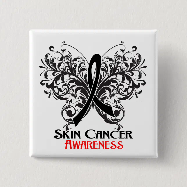 Butterfly Flourish Skin Cancer Awareness Button | Zazzle