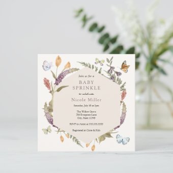 Butterfly Flower Garden Baby Sprinkle Invitation | Zazzle
