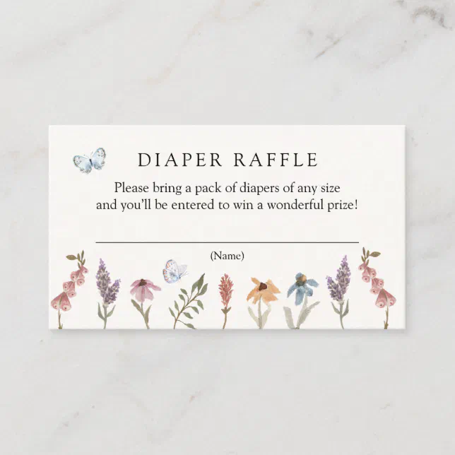 Butterfly Flower Garden Diaper Raffle insert card | Zazzle