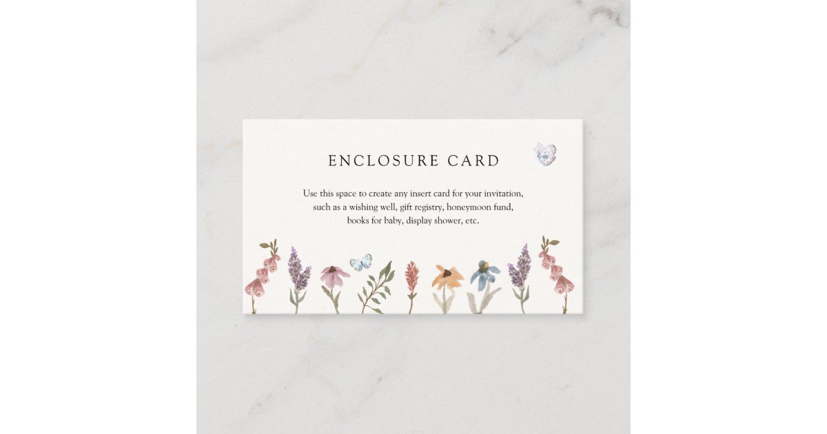 Butterfly Flower Garden Enclosure Card | Zazzle